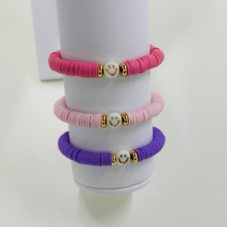 Smiley Face Heishi Beaded Bracelet |smiley Face Bracelet |heishi ...