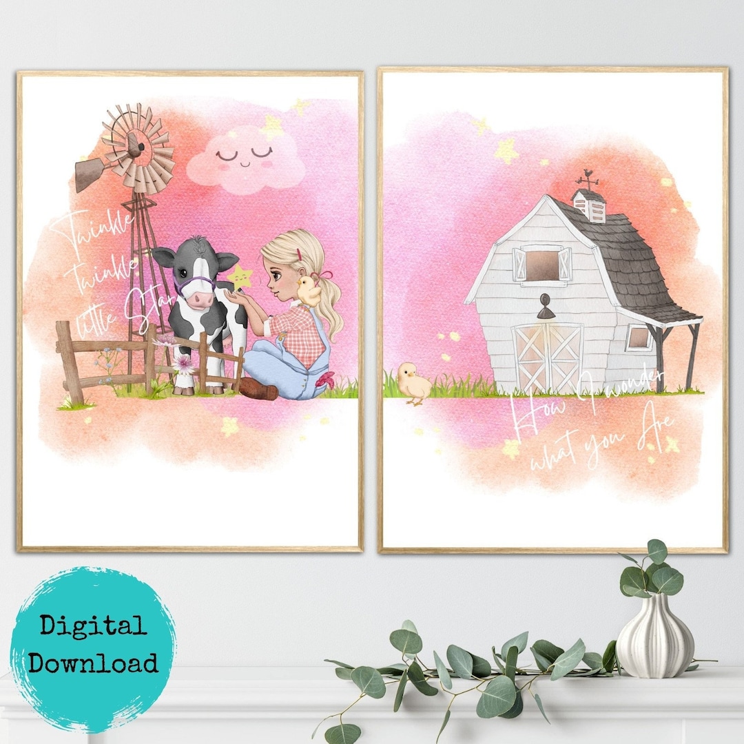 Twinkle Twinkle Little Star, Farm Animal, Nursery Wall Art, Nursery ...