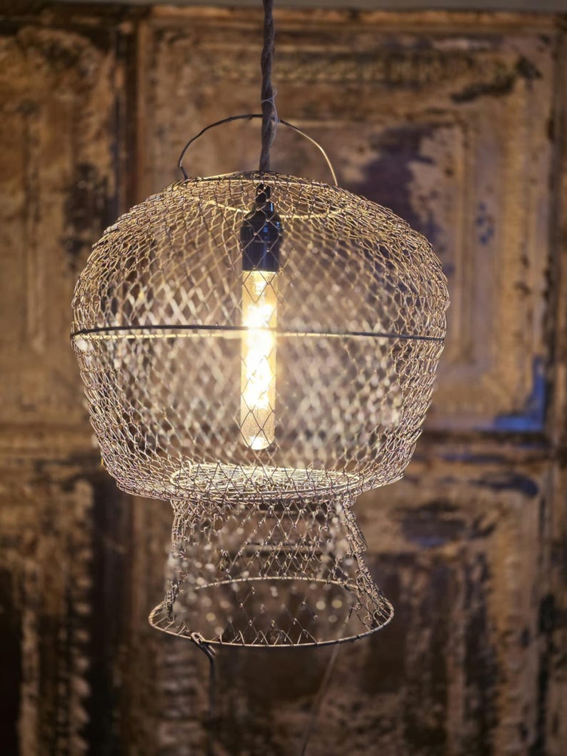 Vintage Wire Fish Basket Light - Etsy