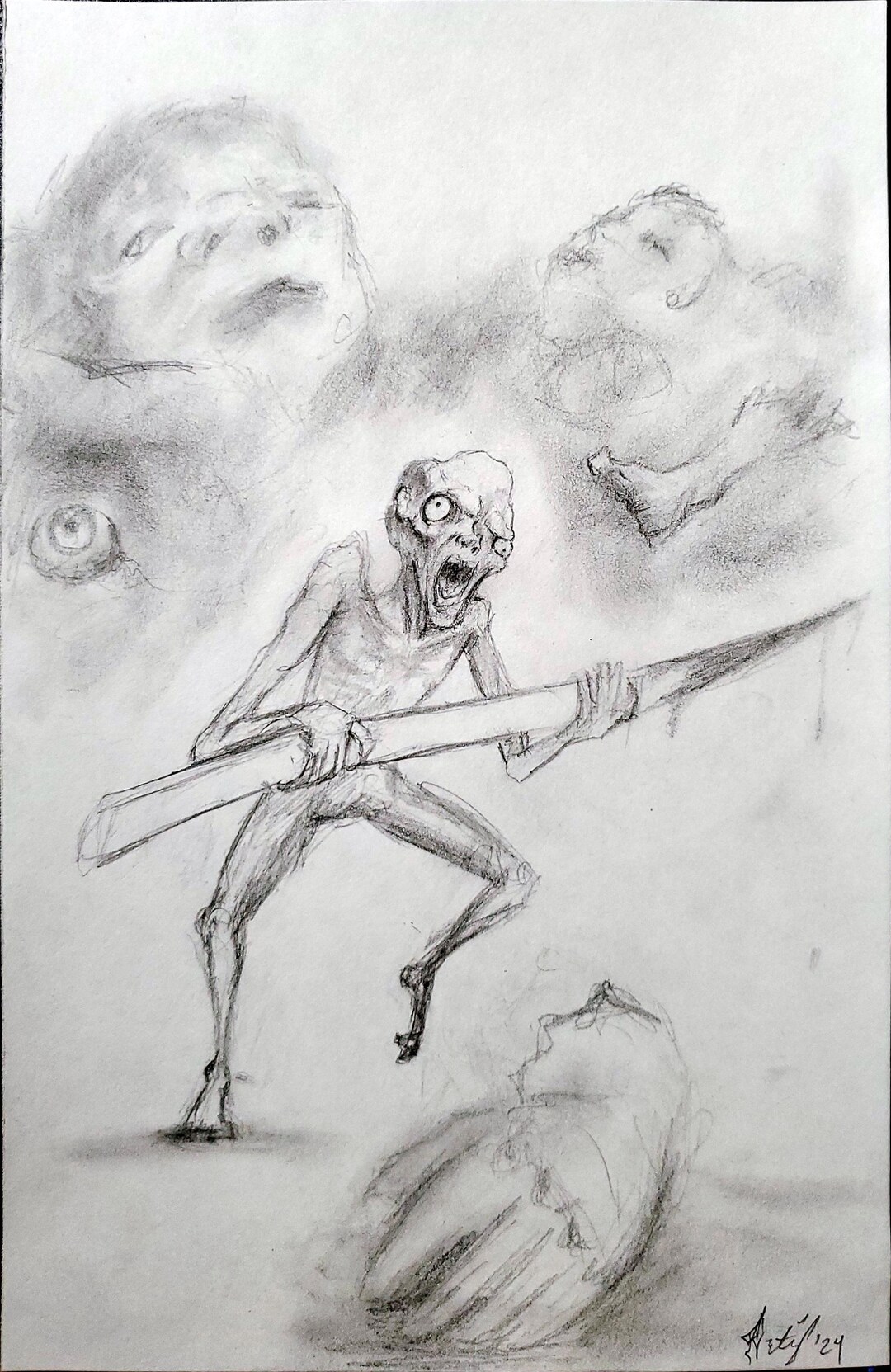 Day 11: Murderous Homunculus Graphite Pencil Drawing - Etsy