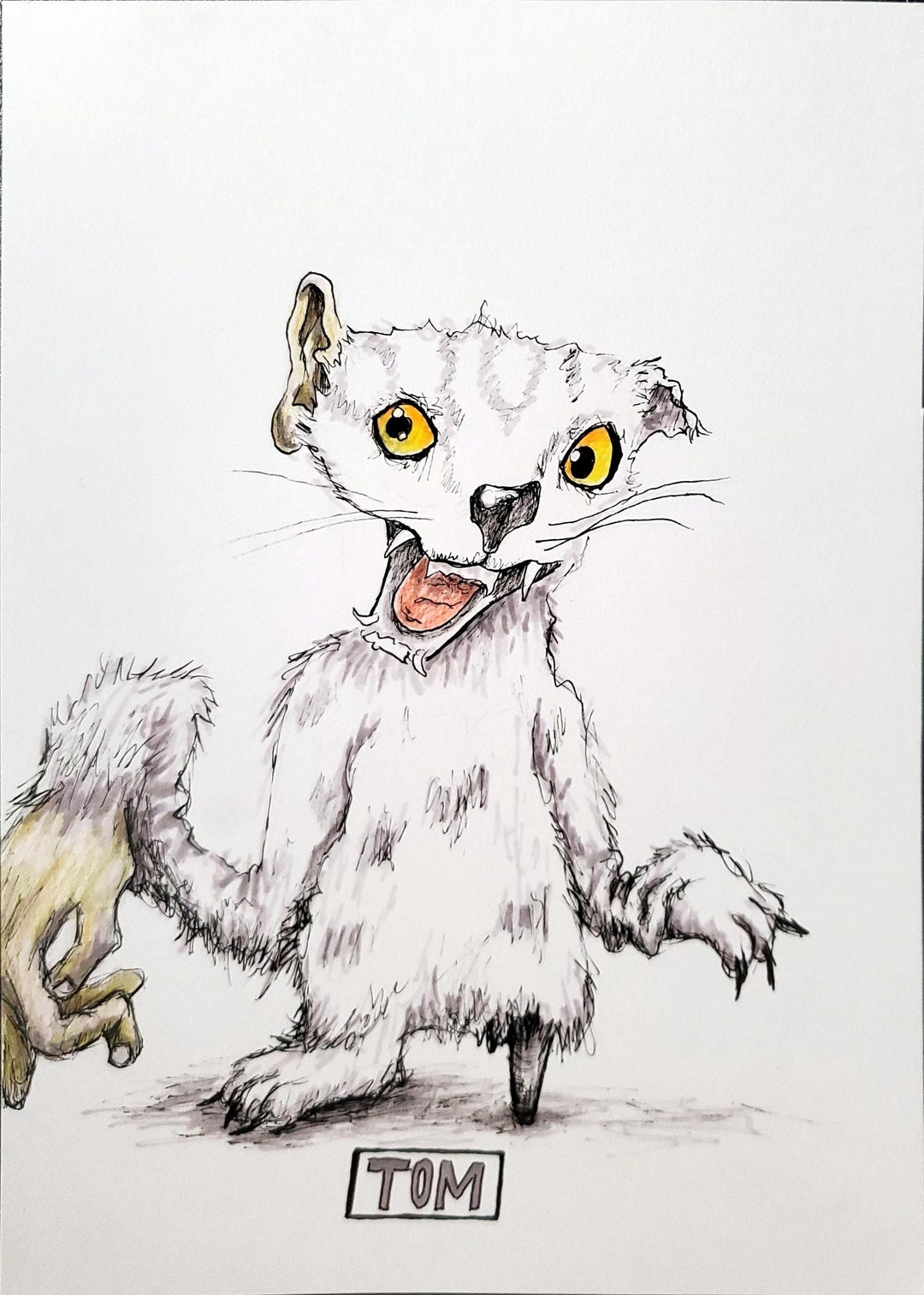 Creepy Horror Animal Ink & Color Pencil Drawing - Etsy