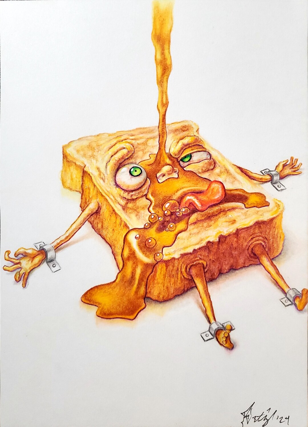 Breakfast Food Art Color Pencil Drawing - Etsy