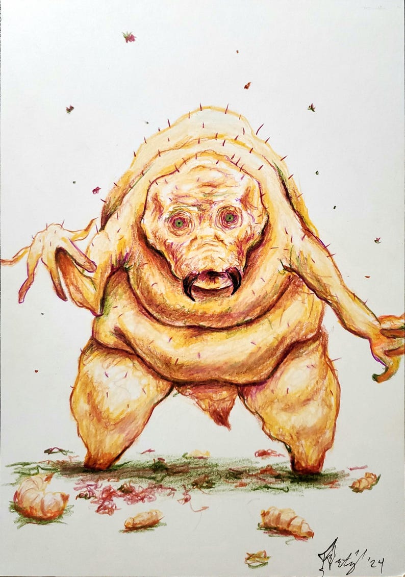Day 15: the Maggot Man Color Pencil Drawing - Etsy