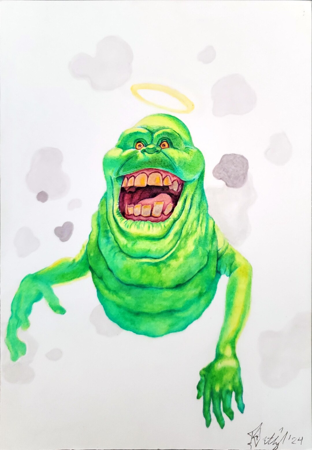 Green Ghost Blob Slimer Slime Ghostbusters Beautiful Angel Colored ...