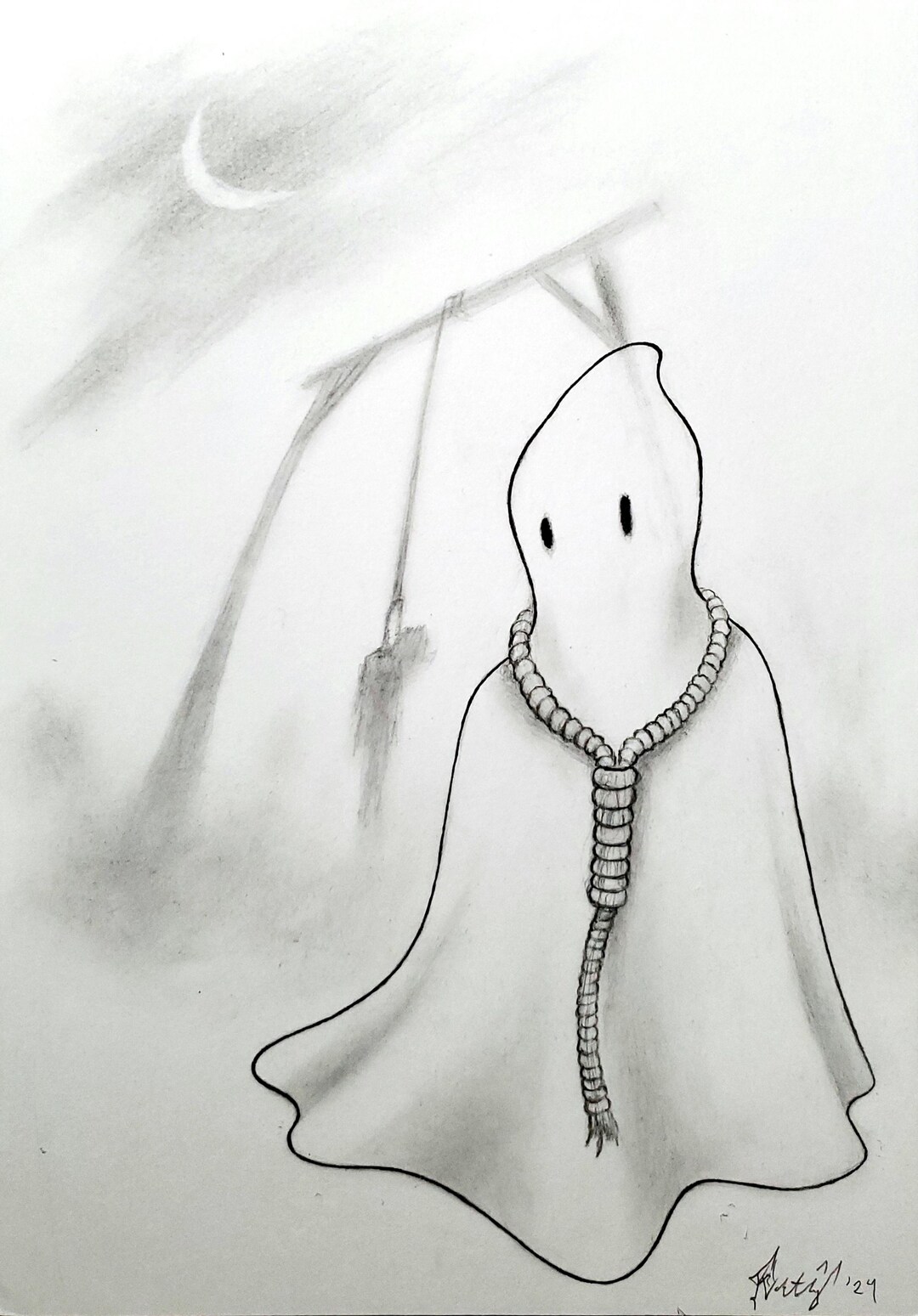 Ghost of the Gallows Graphite Drawing - Etsy