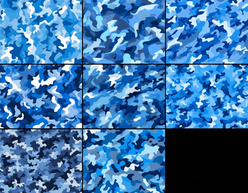 20 Blue Camo Digital Paper Blue Camo Seamless Blue Camo Patterns Blue ...