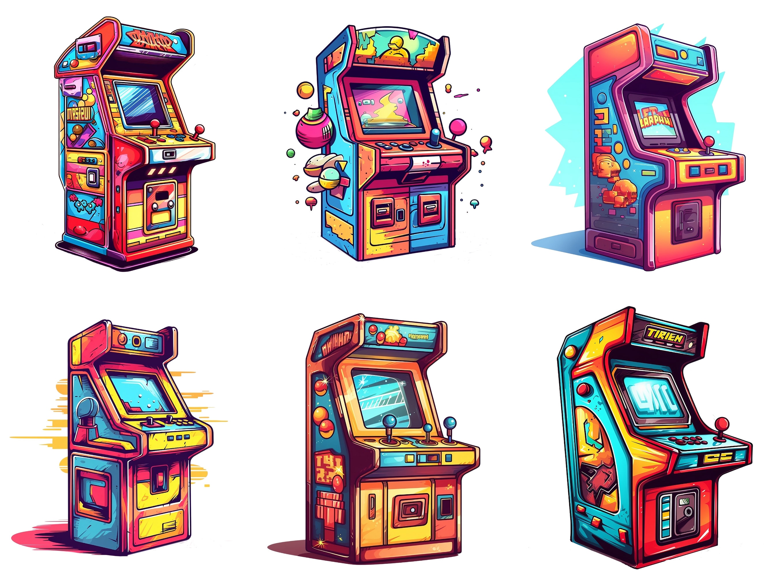 Retro Arcade Machine Clipart: 80s Neon Graphics (30 Pngs) - Etsy