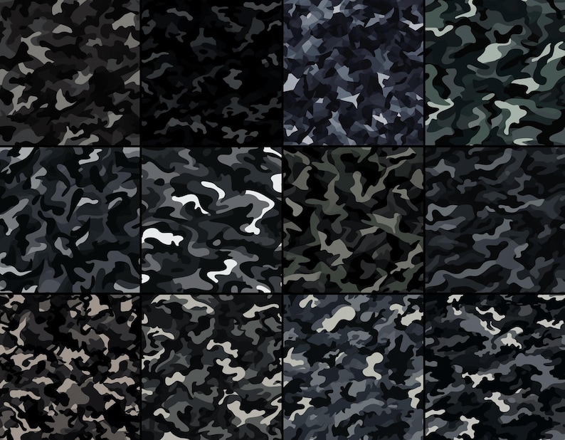 20 Black Camo Digital Paper | Black Camo Seamless | Black Camo Patterns ...