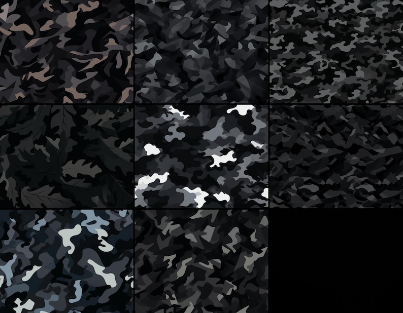 20 Black Camo Digital Paper Black Camo Seamless Black Camo Patterns ...
