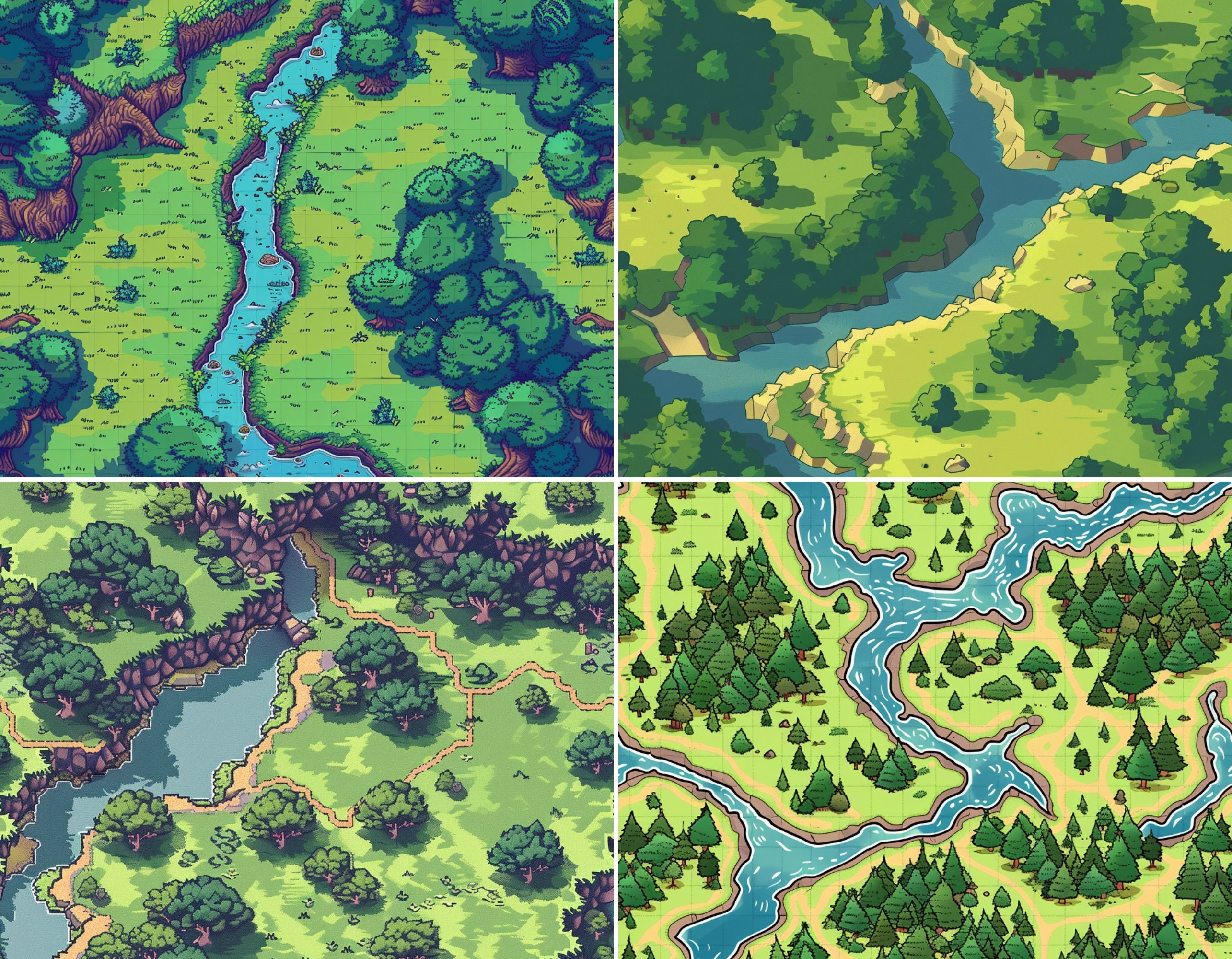 Fantasy Forest Game Map Seamless Patterns Gamer Digital Paper RPG ...