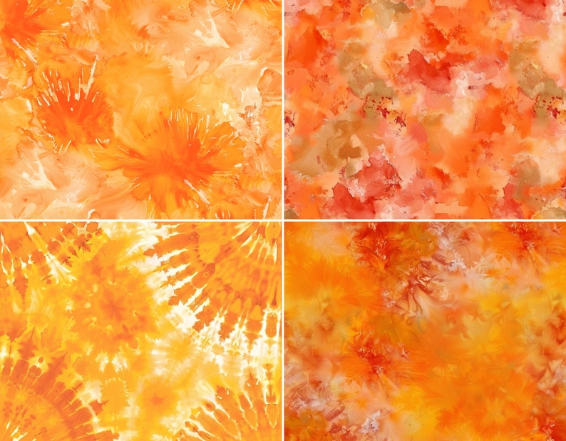 20 Orange Tie Dye Digital Papers Seamless Orange Tie Dye Patterns ...