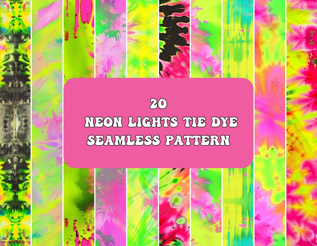 20 Neon Burst Tie Dye Digital Paper | Pink Green Black Seamless ...