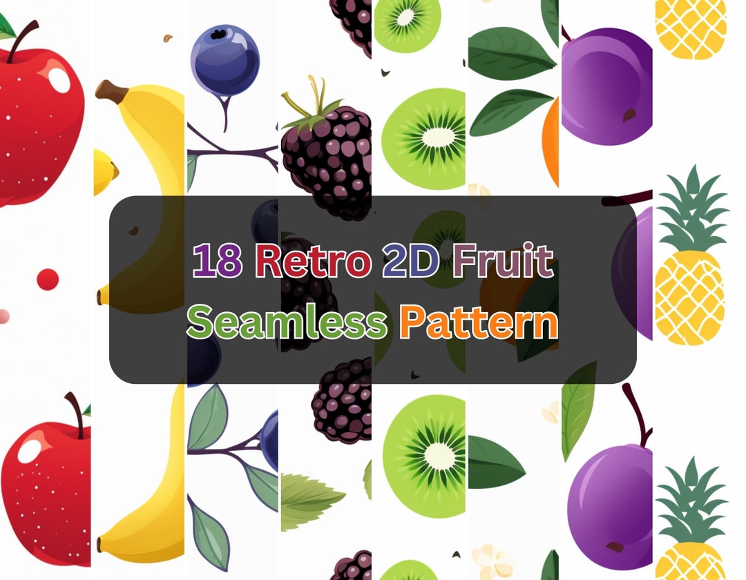 18 Vintage 2D Fruit Digital Paper | Vintage Fruit Seamless | 2D Fruit ...