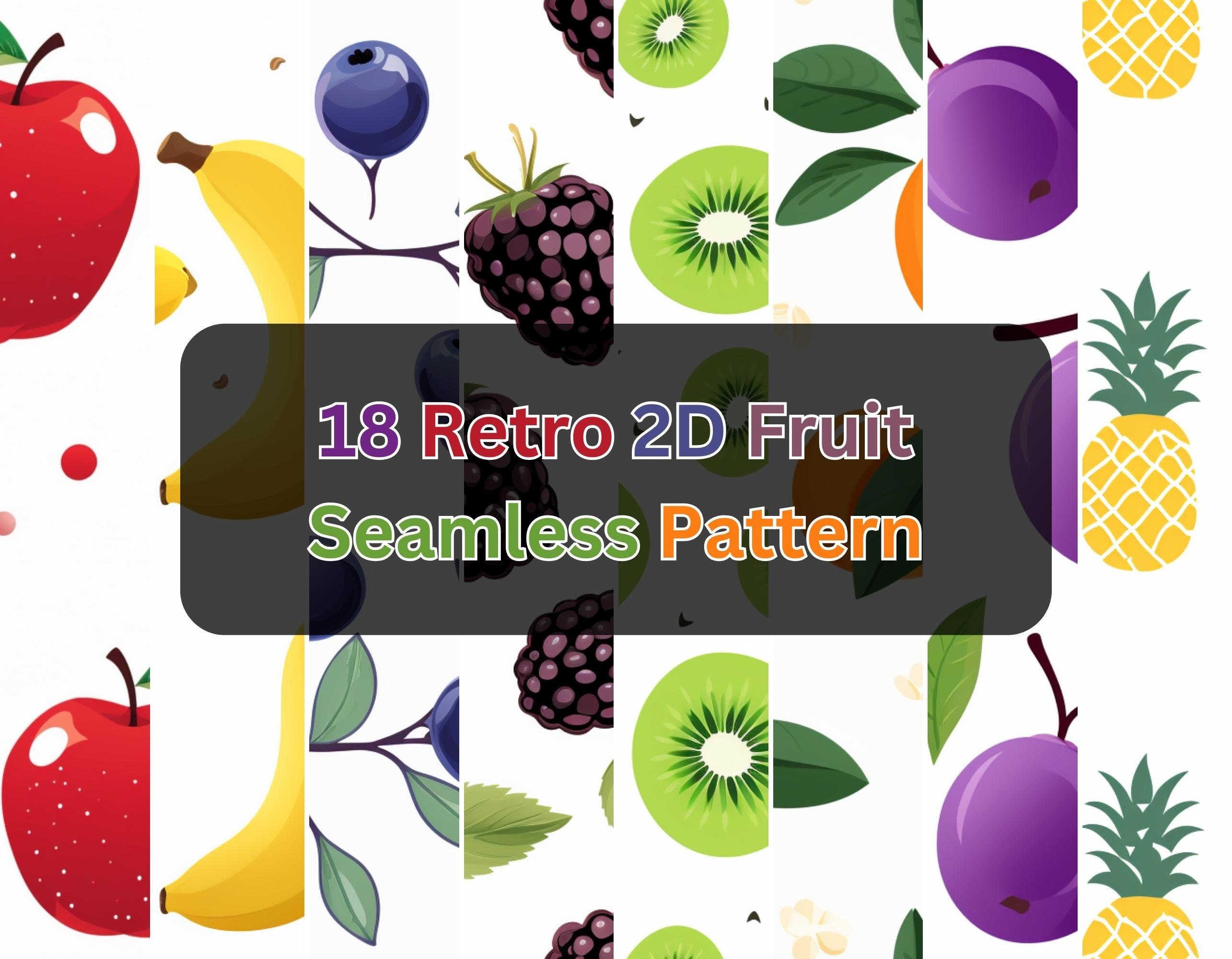 18 Vintage 2D Fruit Digital Paper | Vintage Fruit Seamless | 2D Fruit ...