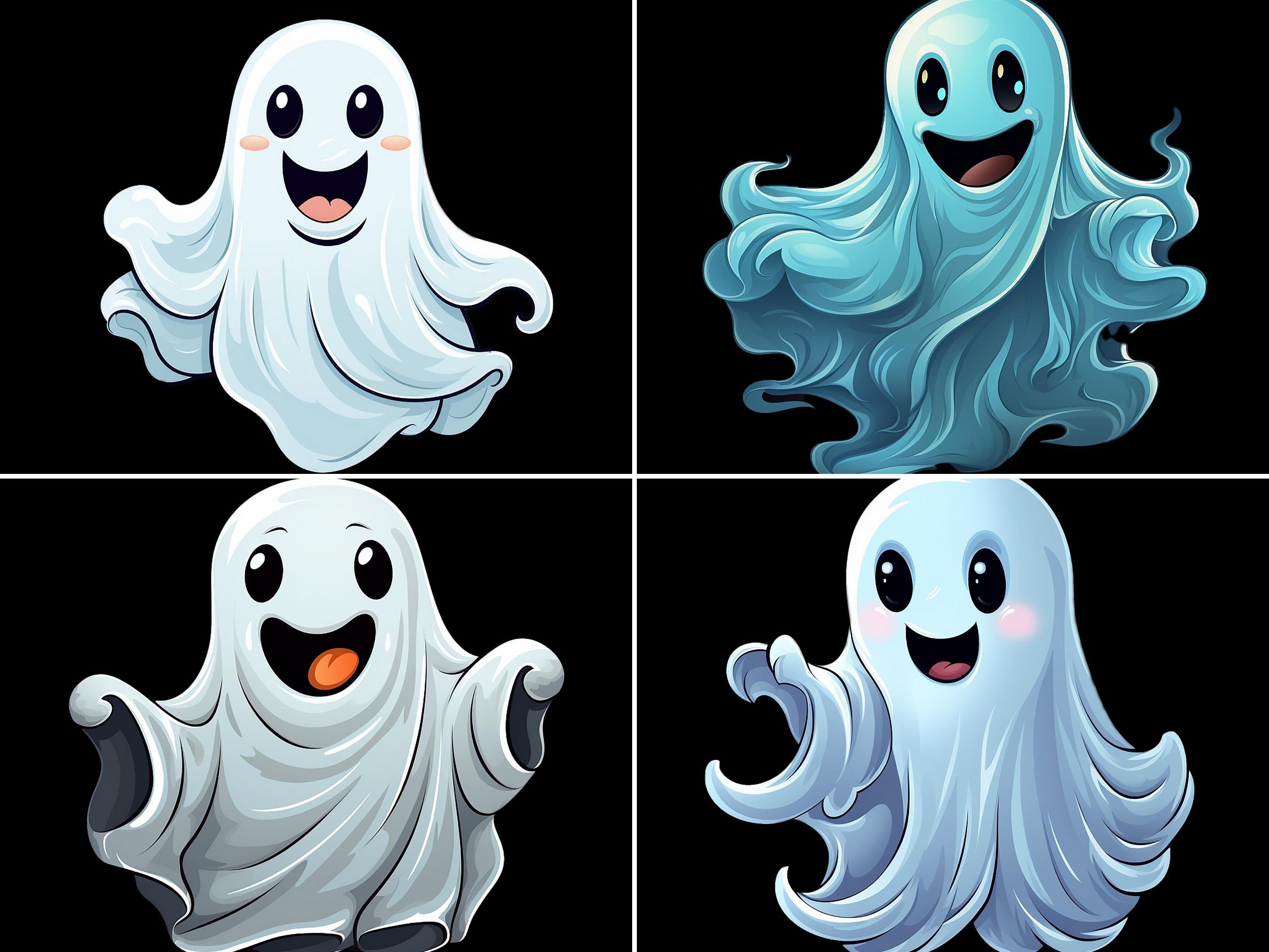 16 Cutesy Cartoon Ghosts PNG Pack Includes 16 Different Png's With ...