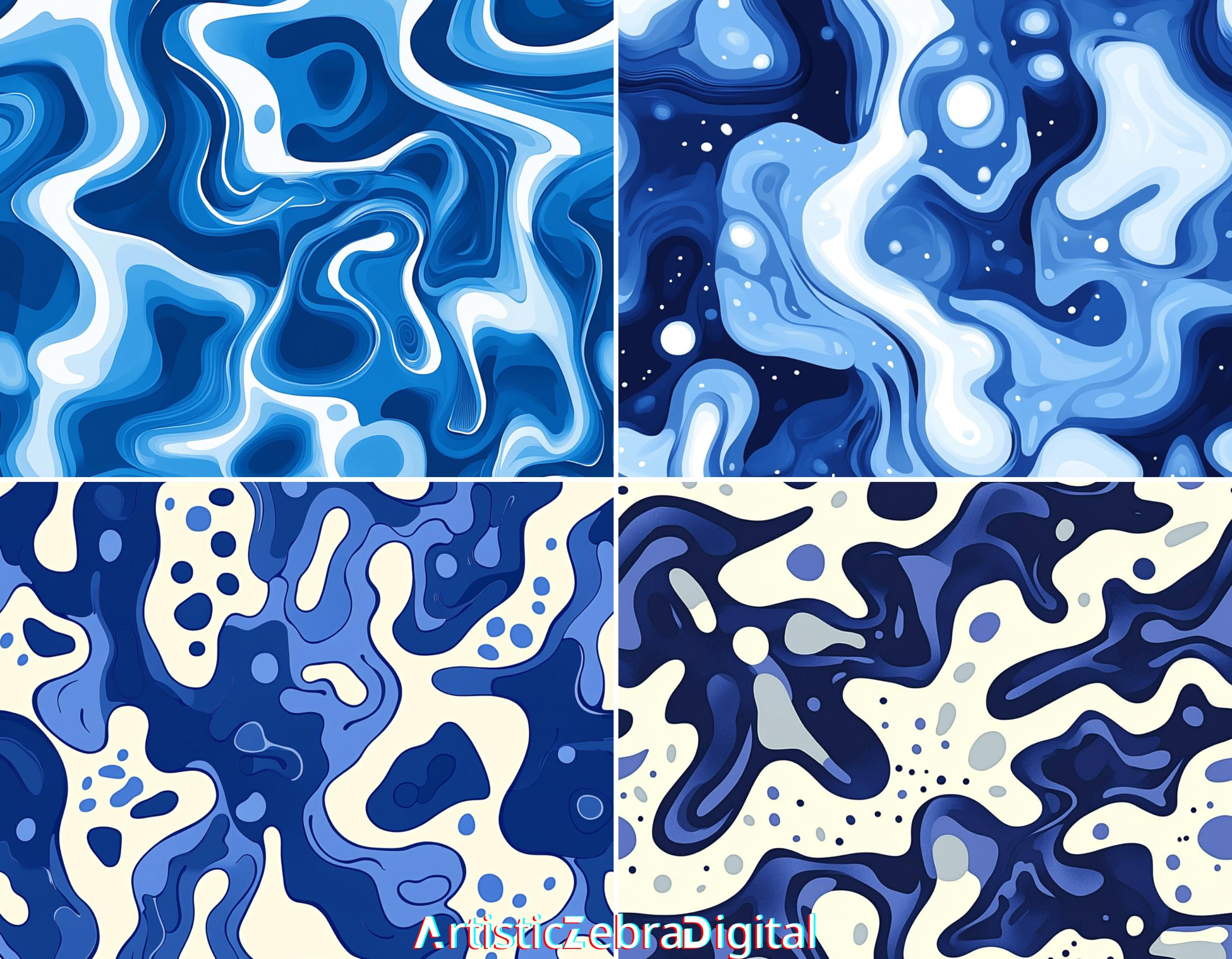 Blue Lava Lamp Blobs Seamless Patterns: Scrapbook Backgrounds (digital ...