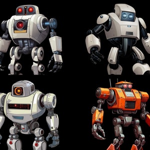 Retro Clipart, 20 Sci-fi 80's Robots Cliparts | Good for Projects ...
