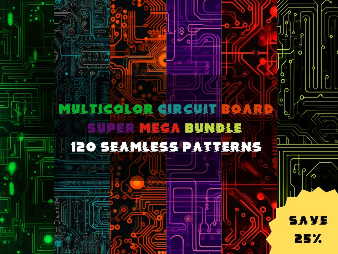 Multicolor Circuit Board Seamless Patterns: Super Mega Bundle (120) - Etsy