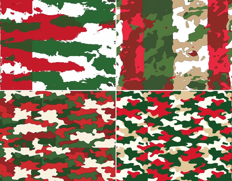 Mexican Flag Camo Seamless Pattern: Green, White, Red (digital Download ...