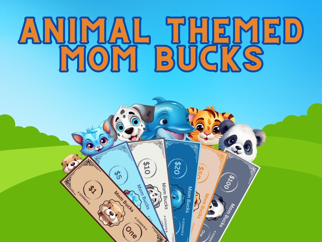 Cute Cuddly Mom Bucks | Cute Cartoon Animal Themed Play Money | 6 ...