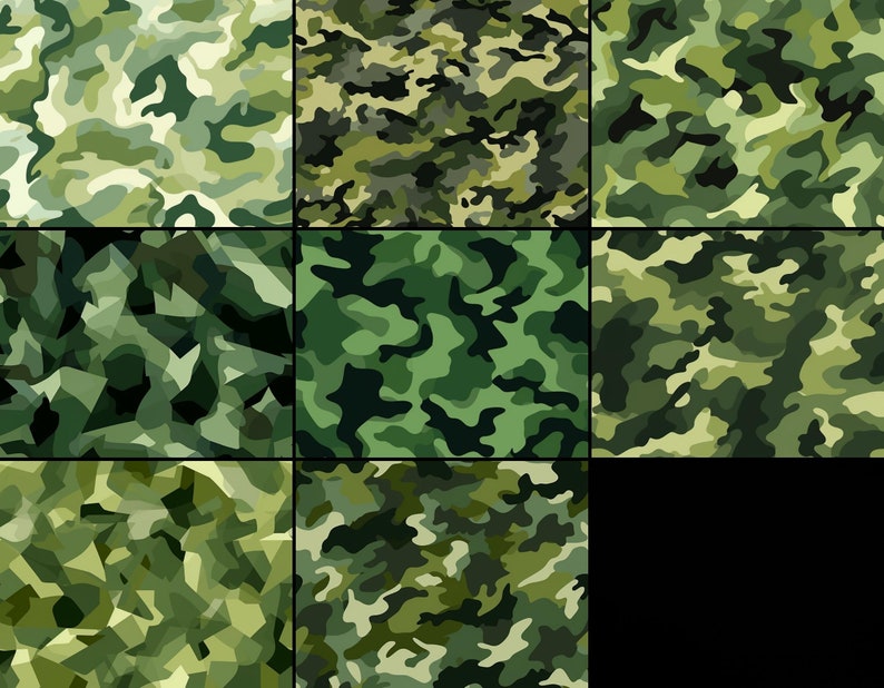 Green Camo Seamless Patterns: Scrapbook Paper (digital Download) - Etsy