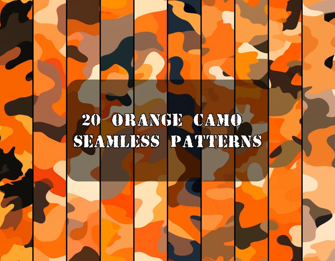 20 Orange Camo Digital Paper | Orange Camo Seamless | Orange Camo ...