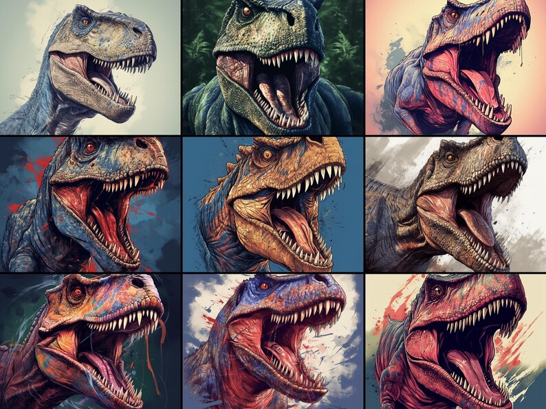 Roaring T-rex: T-rex Digital Art Print - 20 Artwork Instant Download ...