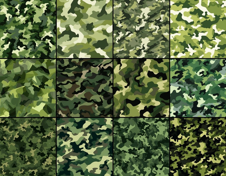 Green Camo Seamless Patterns: Scrapbook Paper (digital Download) - Etsy