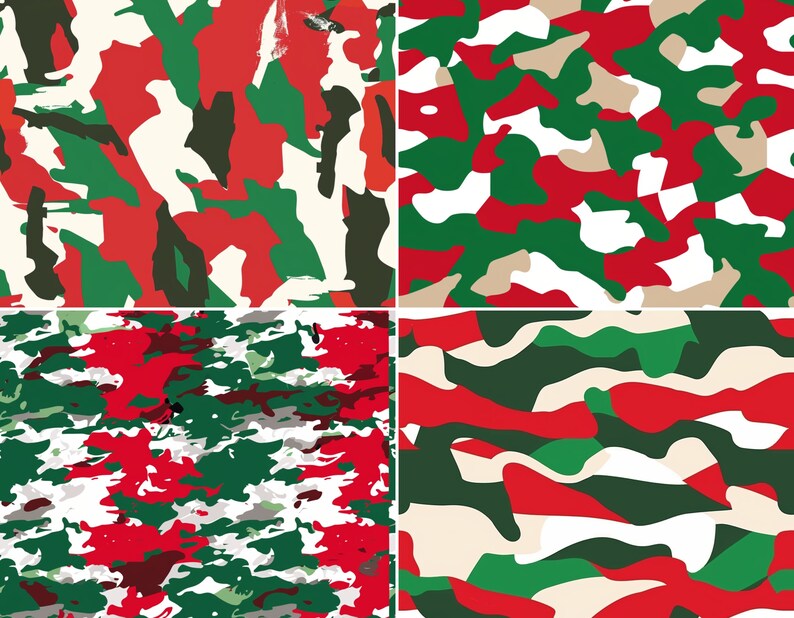 Mexican Flag Camo Seamless Pattern: Green, White, Red (digital Download ...