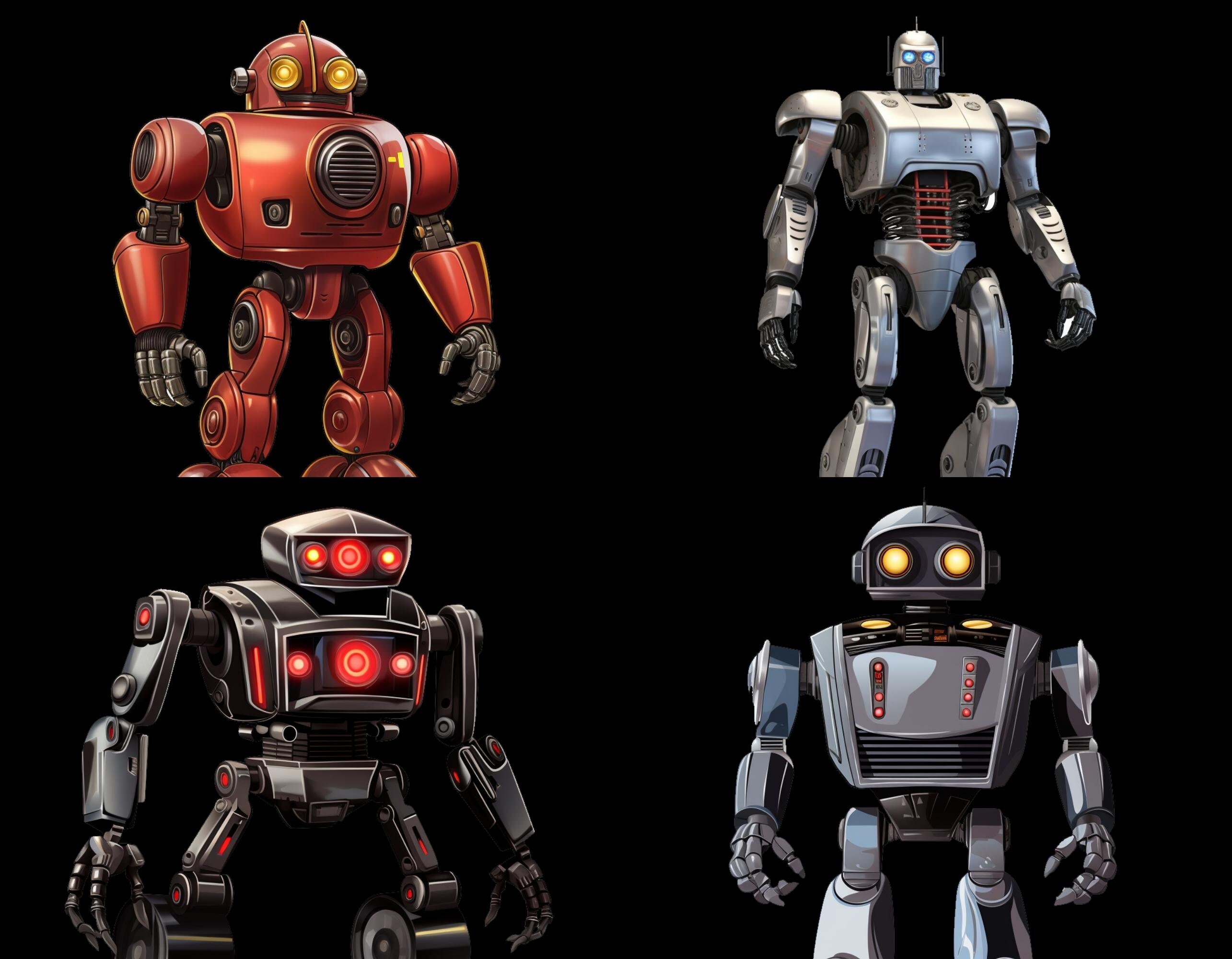 Retro Clipart, 20 Sci-fi 80's Robots Cliparts Good for Projects ...