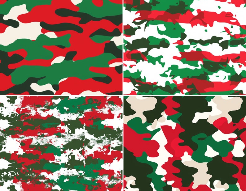 Mexican Flag Camo Seamless Pattern: Green, White, Red (digital Download ...