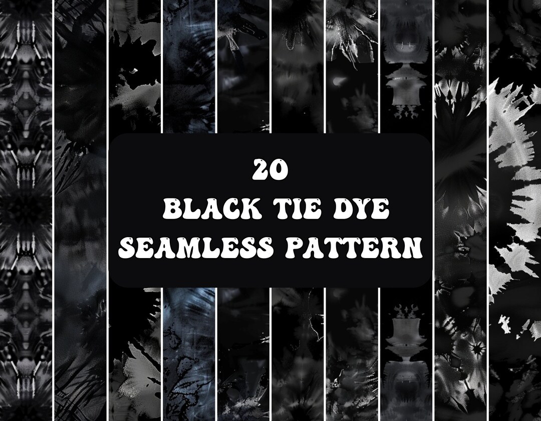 20 Black Tie Dye Digital Papers | Seamless Dark Tie Dye Patterns ...