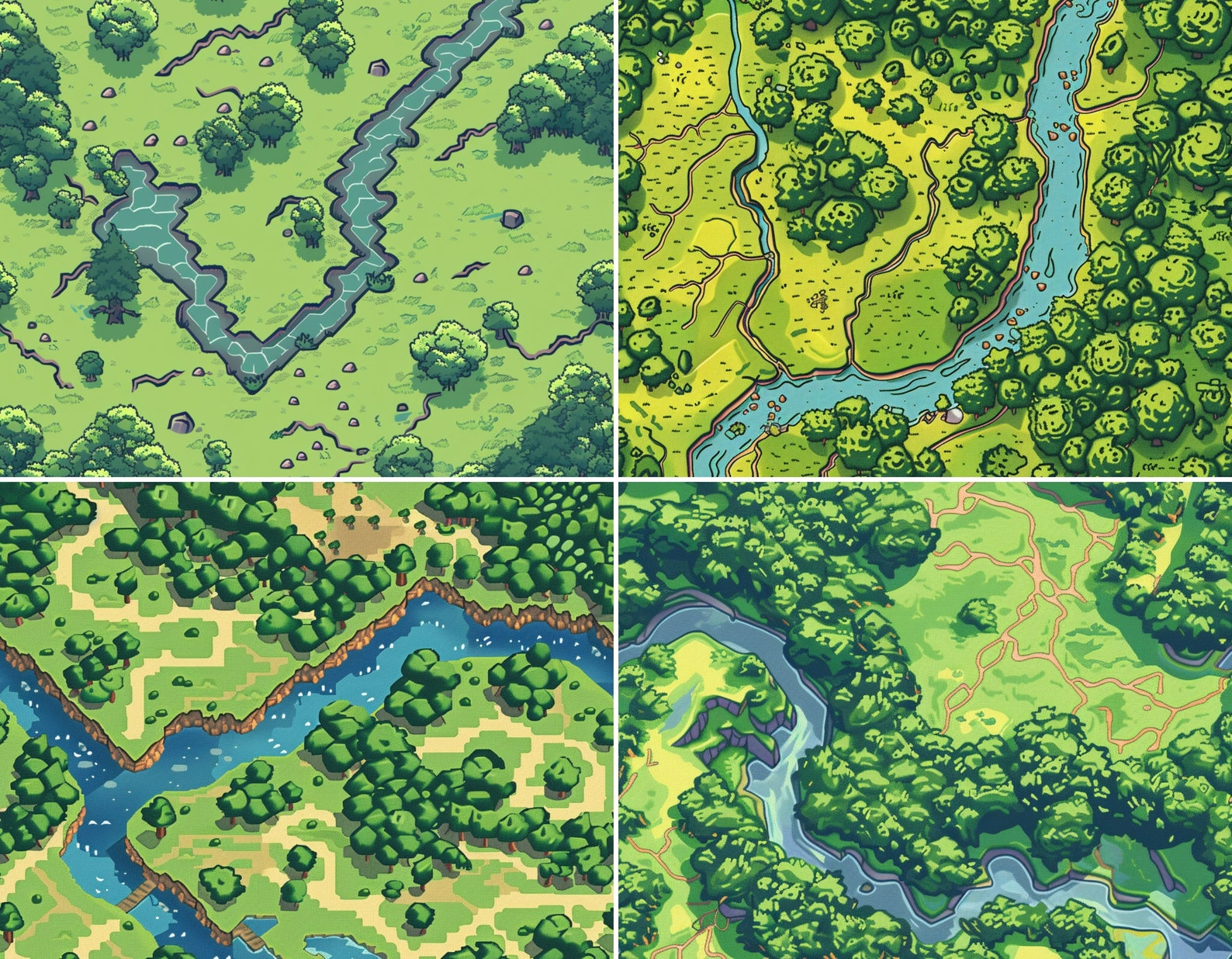 Fantasy Forest Game Map: Seamless RPG Digital Paper (digital Download ...