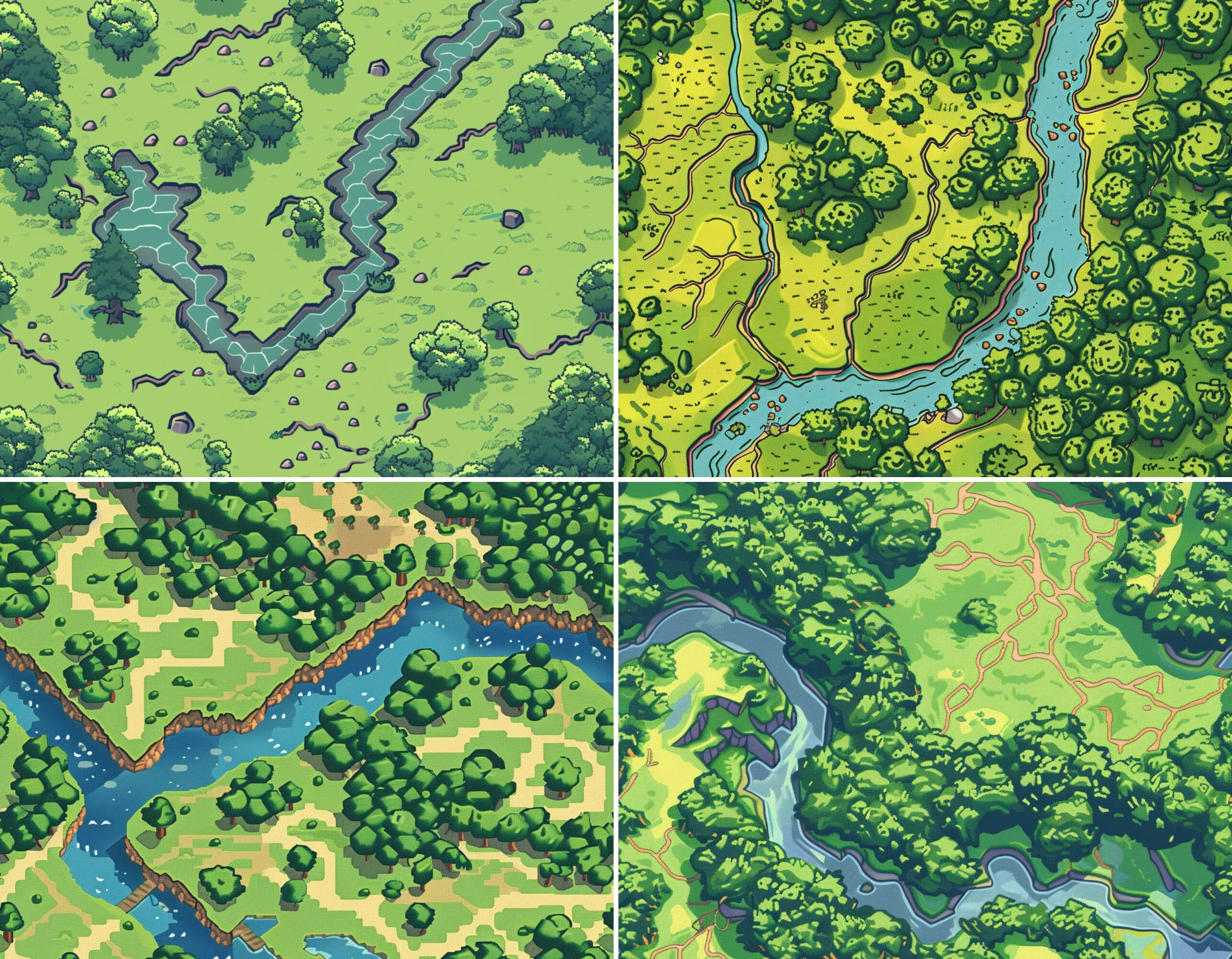 Fantasy Forest Game Map Seamless Patterns Gamer Digital Paper RPG ...