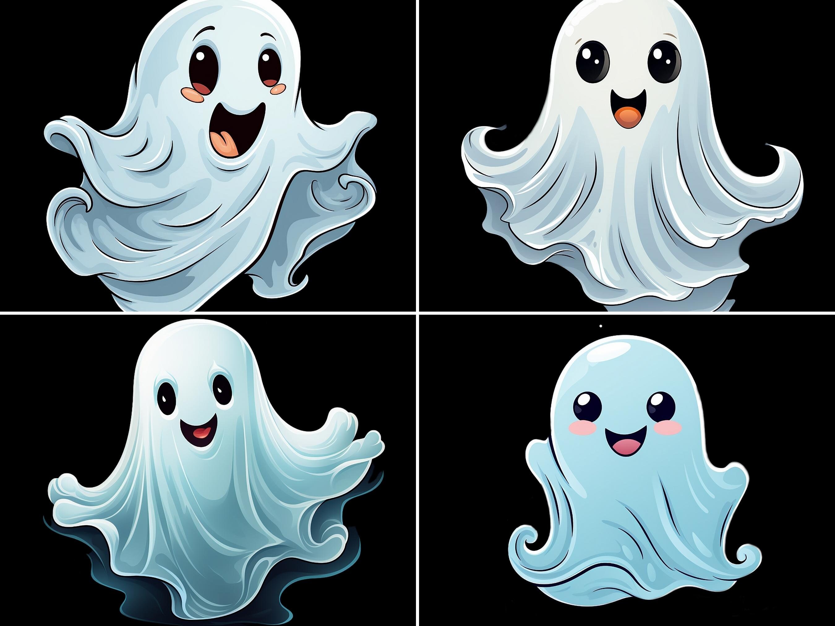 16 Cutesy Cartoon Ghosts PNG Pack Includes 16 Different Png's With ...