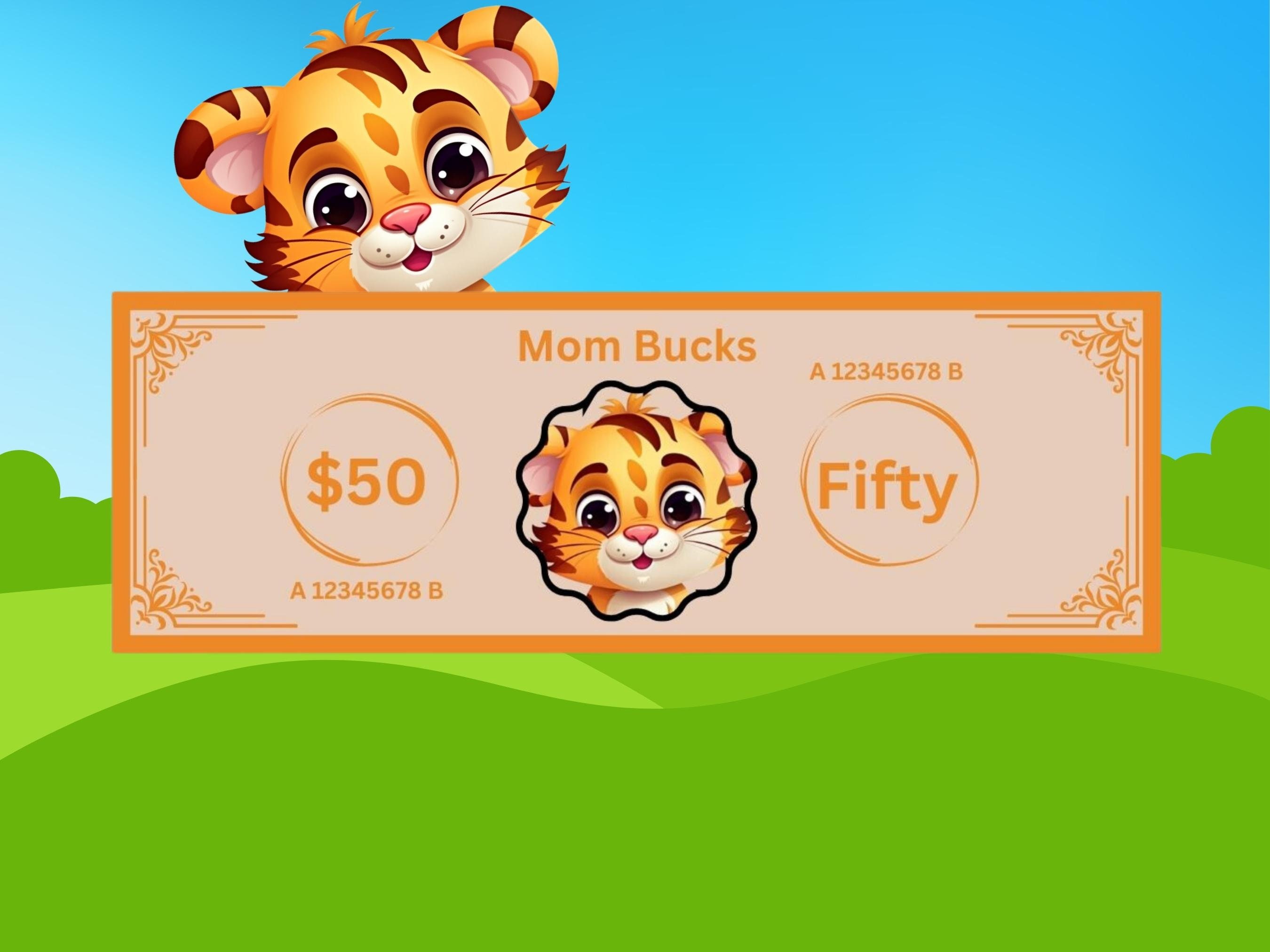 Cute Cuddly Mom Bucks Cute Cartoon Animal Themed Play Money 6 Different ...