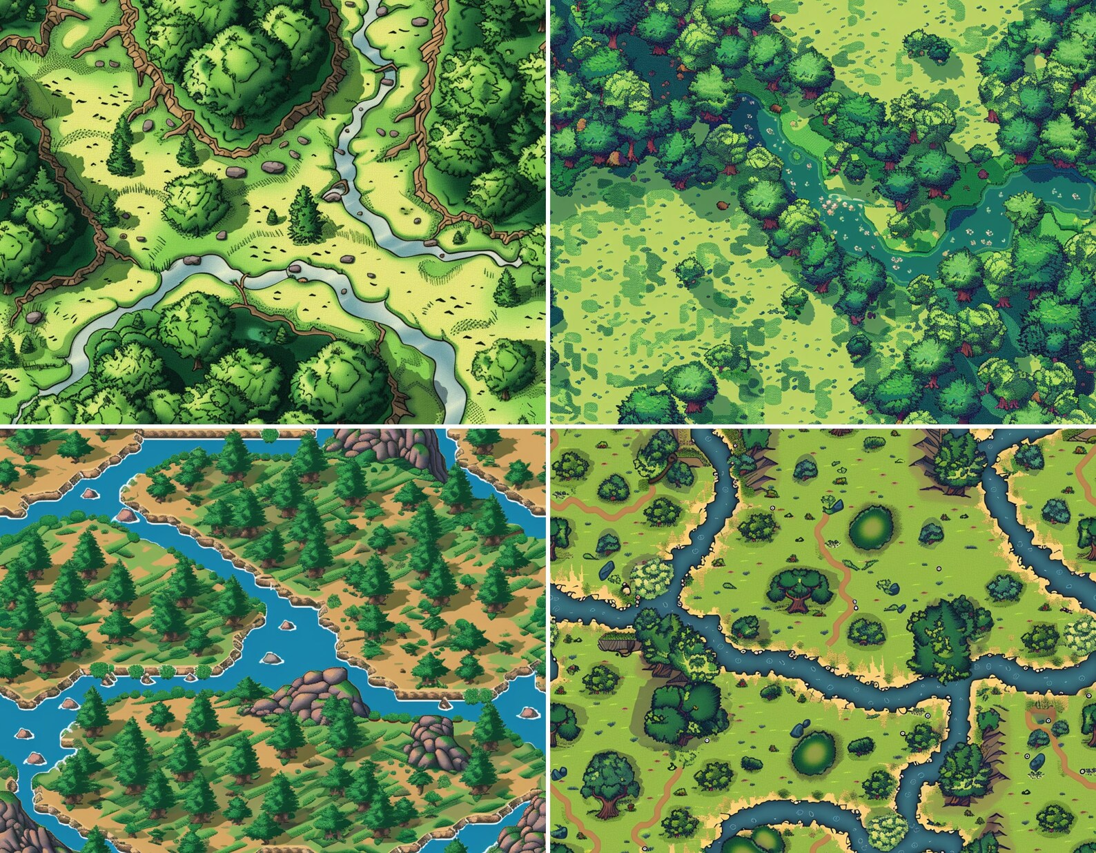 Fantasy Forest Game Map: Seamless RPG Digital Paper (digital Download ...