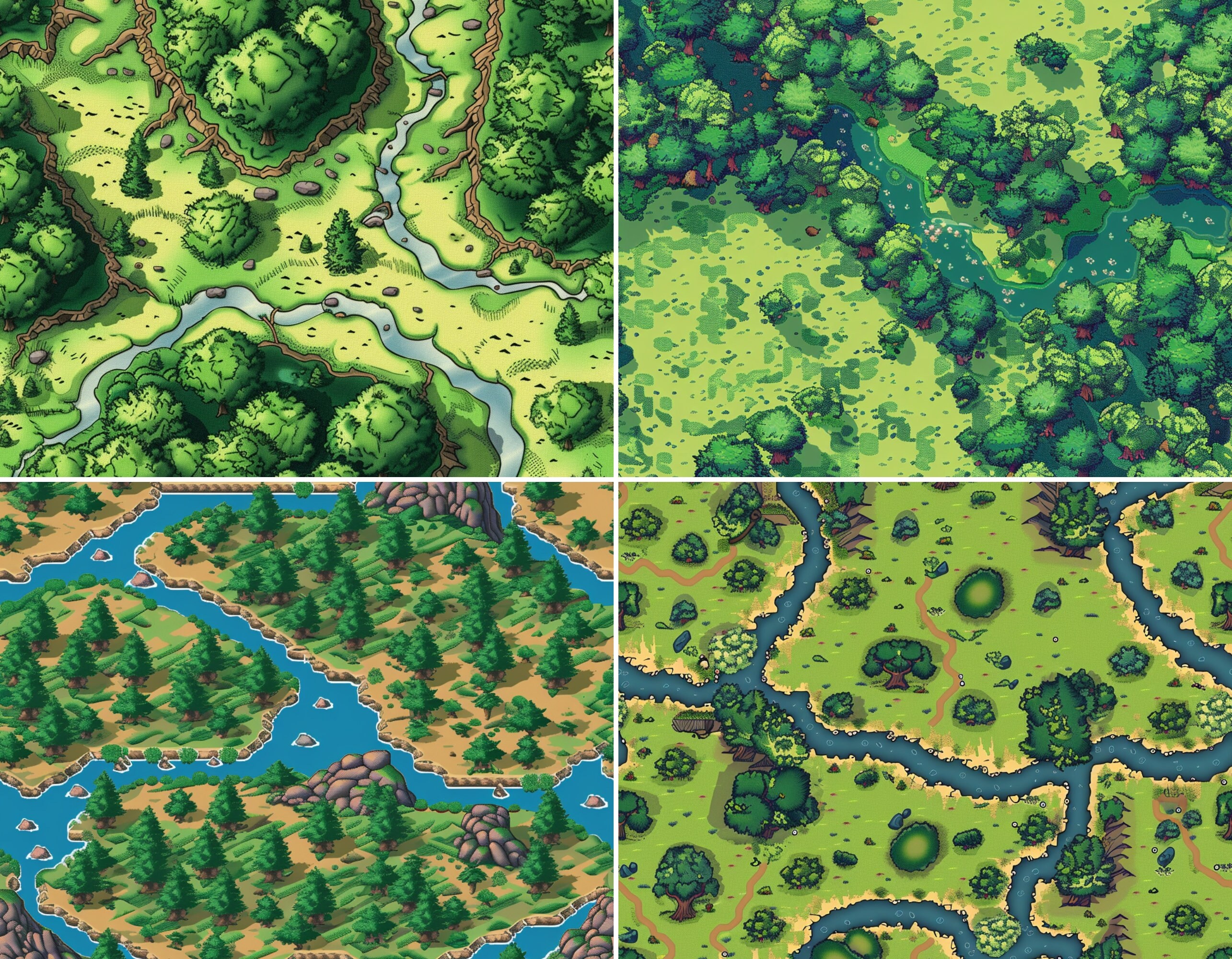 Fantasy Forest Game Map Seamless Patterns | Gamer Digital Paper | RPG ...