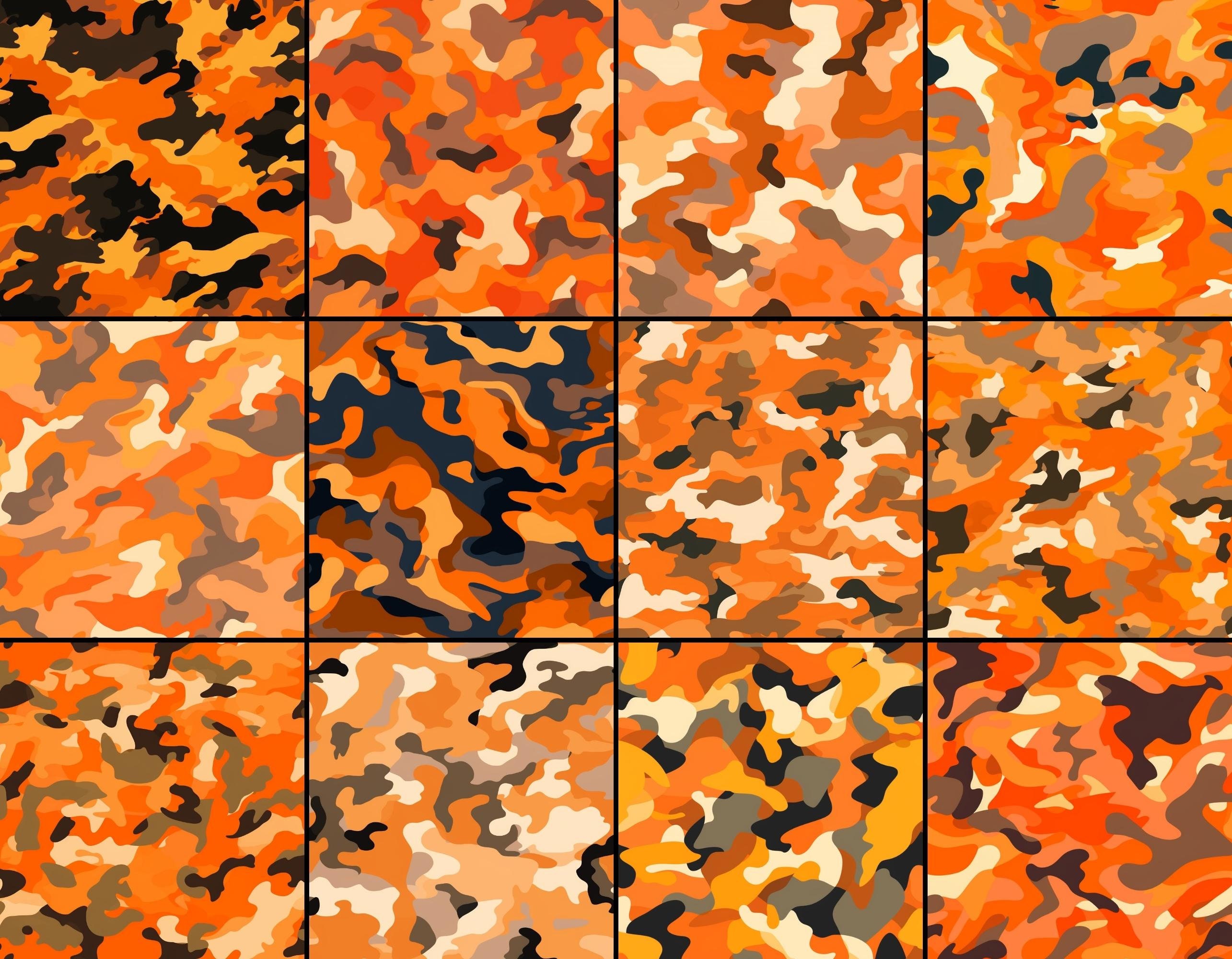 20 Orange Camo Digital Paper | Orange Camo Seamless | Orange Camo ...