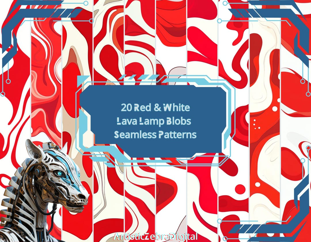 20 Red and White Lava Lamp Blobs Digital Papers | Lava Seamless ...