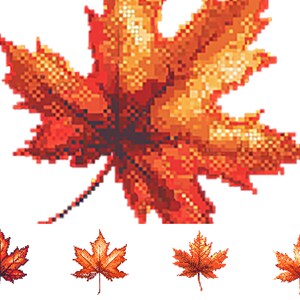 Retro 8-bit Autumn Leaves Clipart 30 Digital Fall Leaf Graphics, Pixel ...