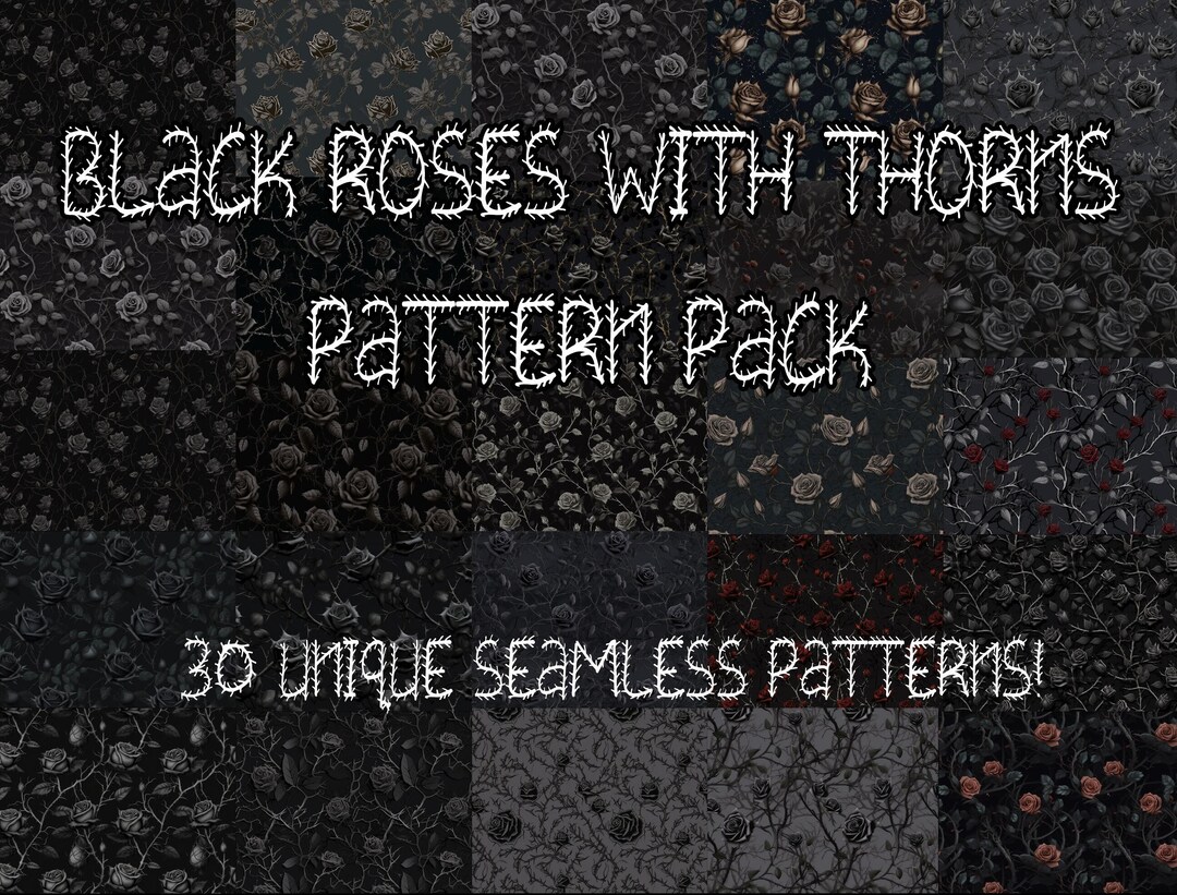 Black Rose Thorns Pattern Pack: 30 Gothic Seamless Designs - Etsy