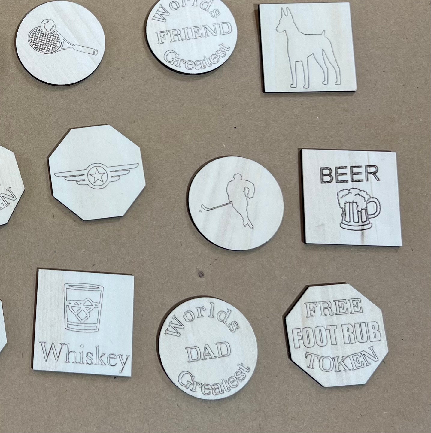 36 Custom Wooden Tokens Laser Cut and Engraved (less Than a Dollar Each ...