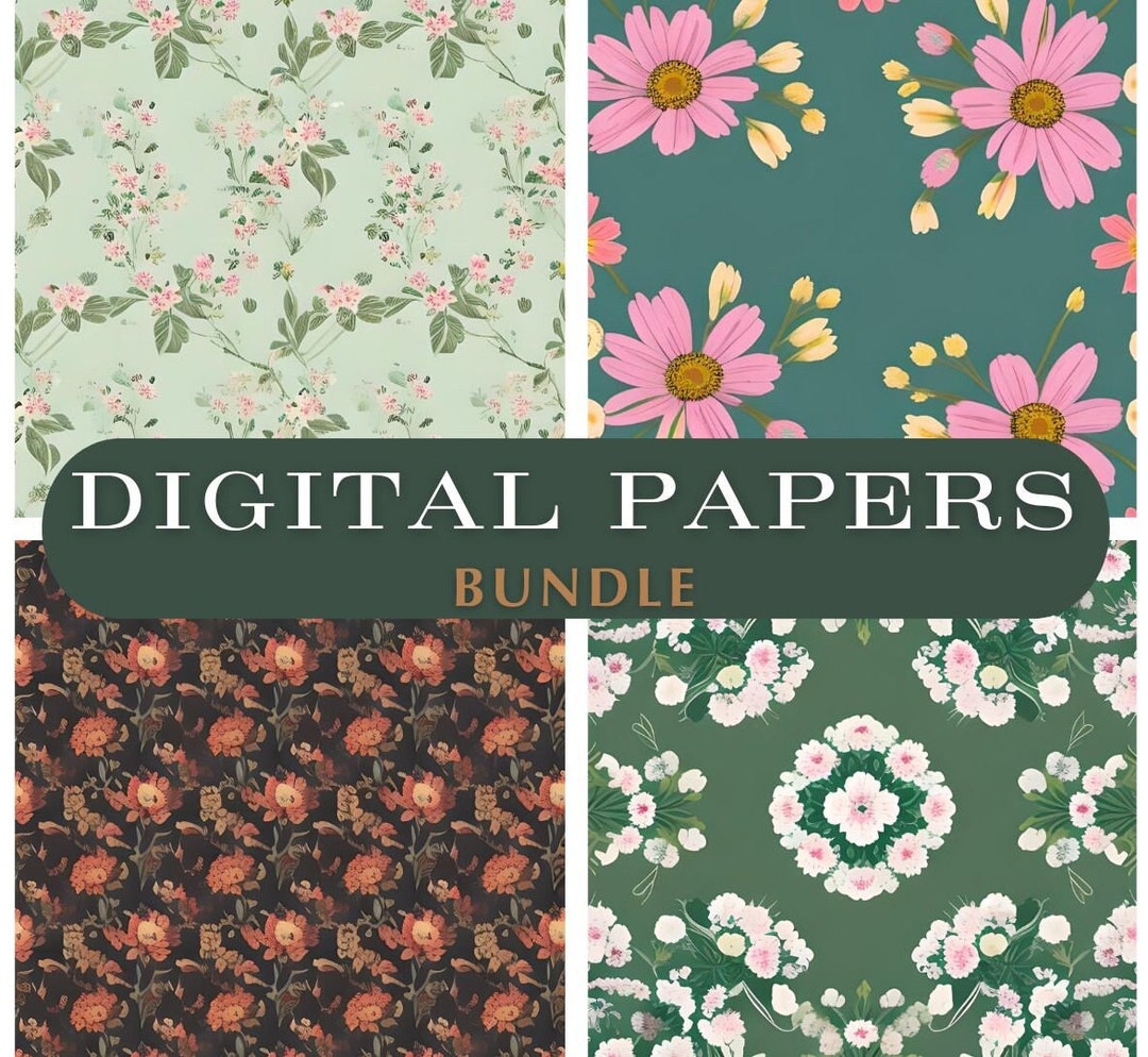 Scrapbook Floral Backgrounds Instant Download Printable Flower Patterns ...