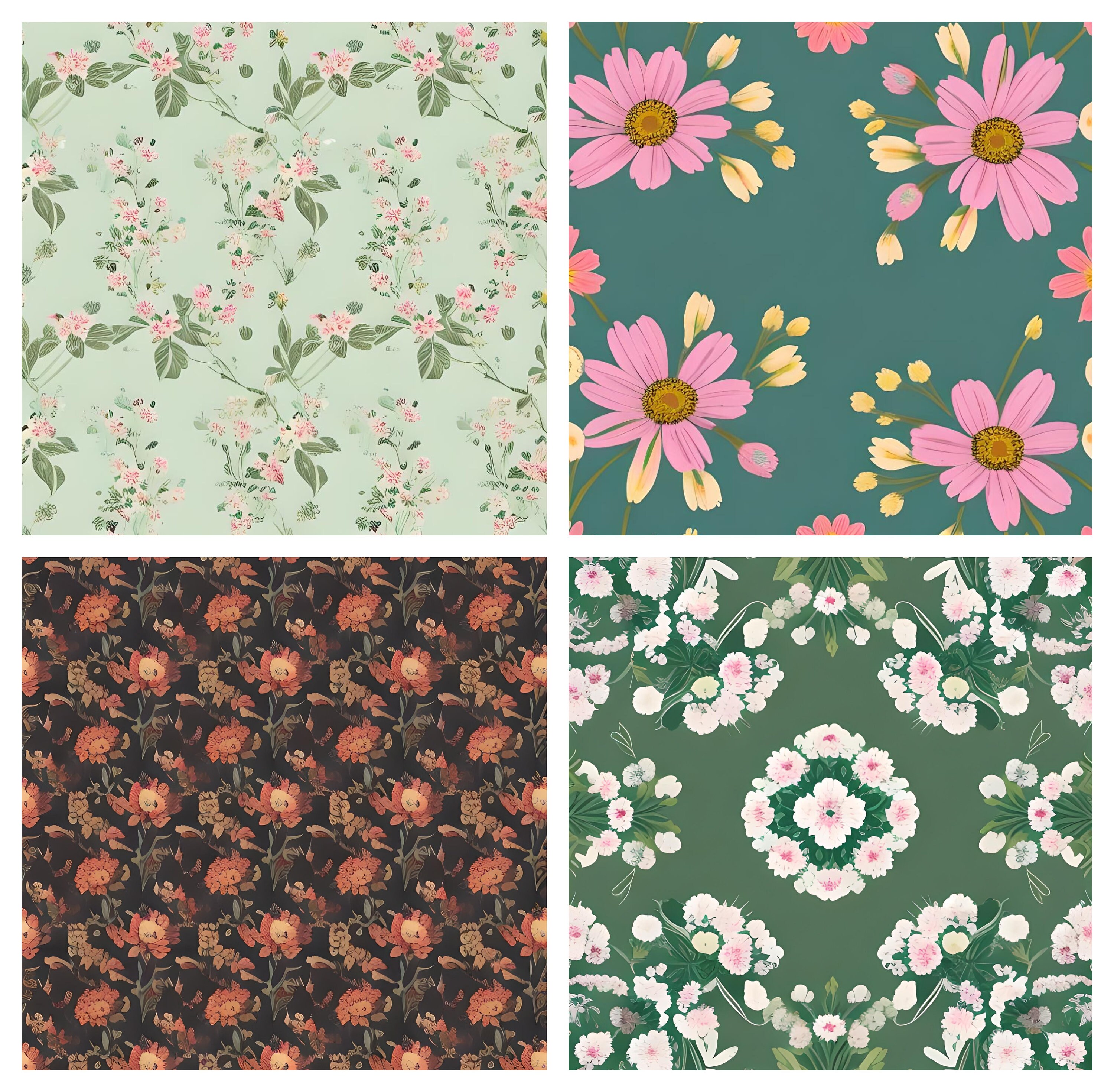 Scrapbook Floral Backgrounds Instant Download Printable Flower Patterns ...