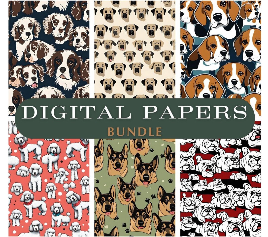 Dog Digital Papers Bundle for Scrapbooking Instant Download Cute Dogs ...