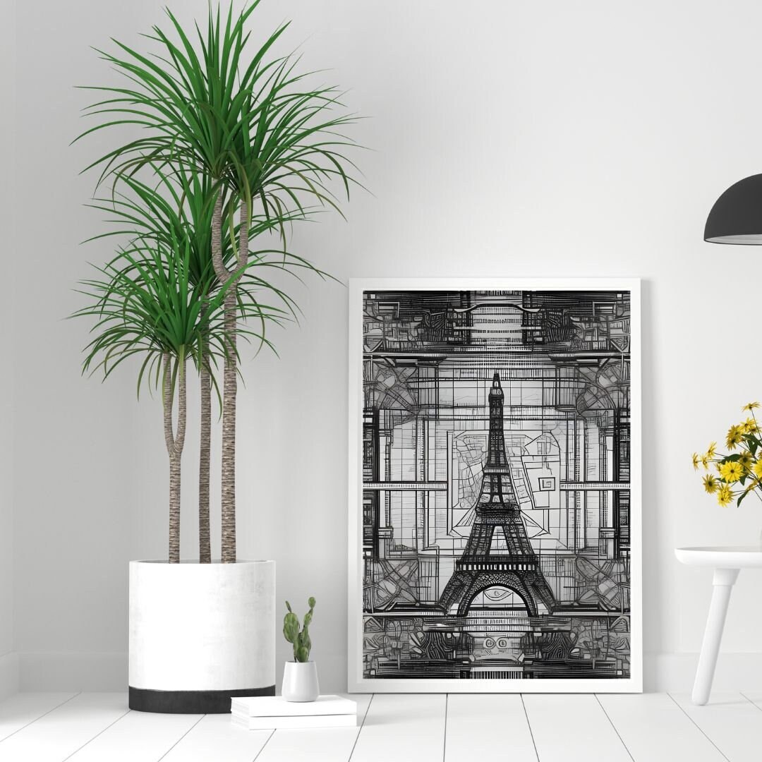 Eiffel Tower Paris Digital Wall Art Minimalist Art Home Decor Poster ...