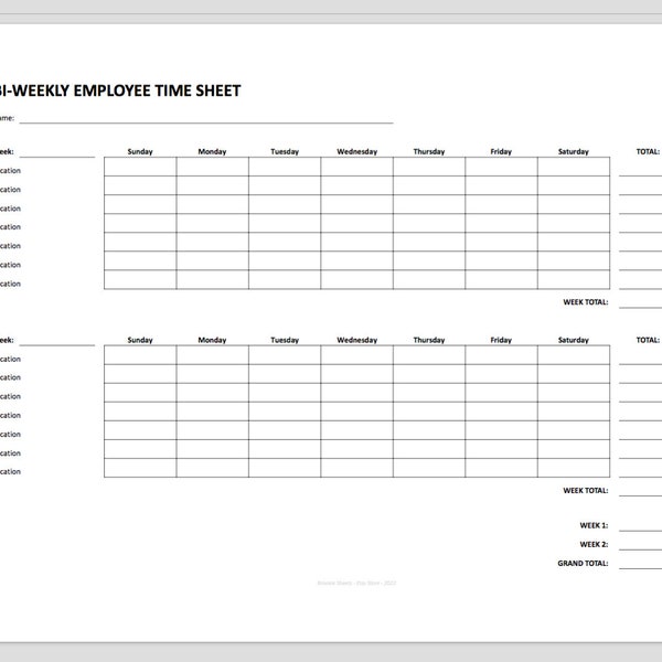 Weekly Timesheet for Employee - Etsy