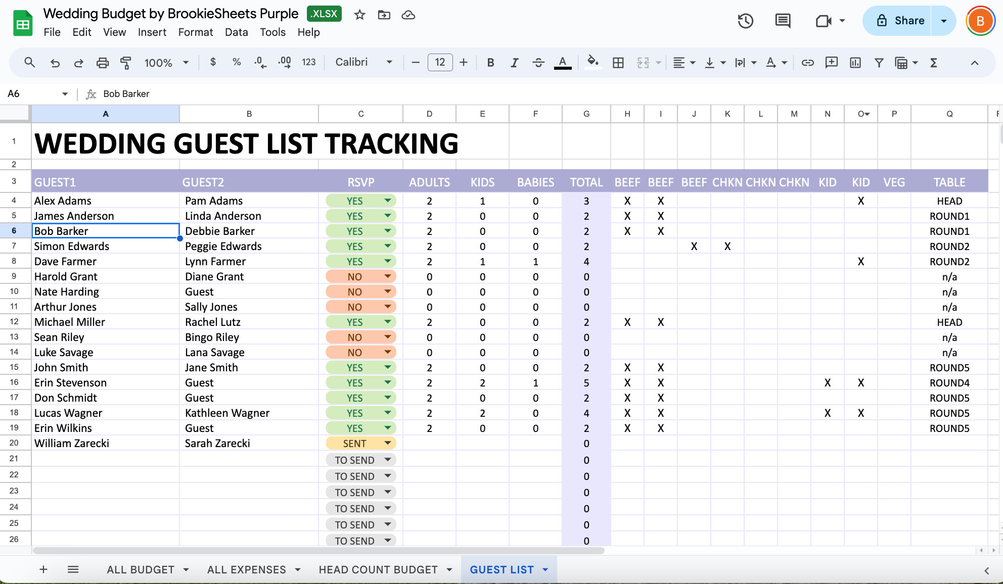 Wedding Budget Spreadsheet Wedding Planner Template Wedding Expenses ...