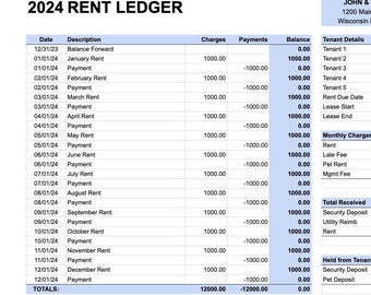 Weekly Rent Payment Ledger, Weekly Rent Payment Tracker, Rental ...